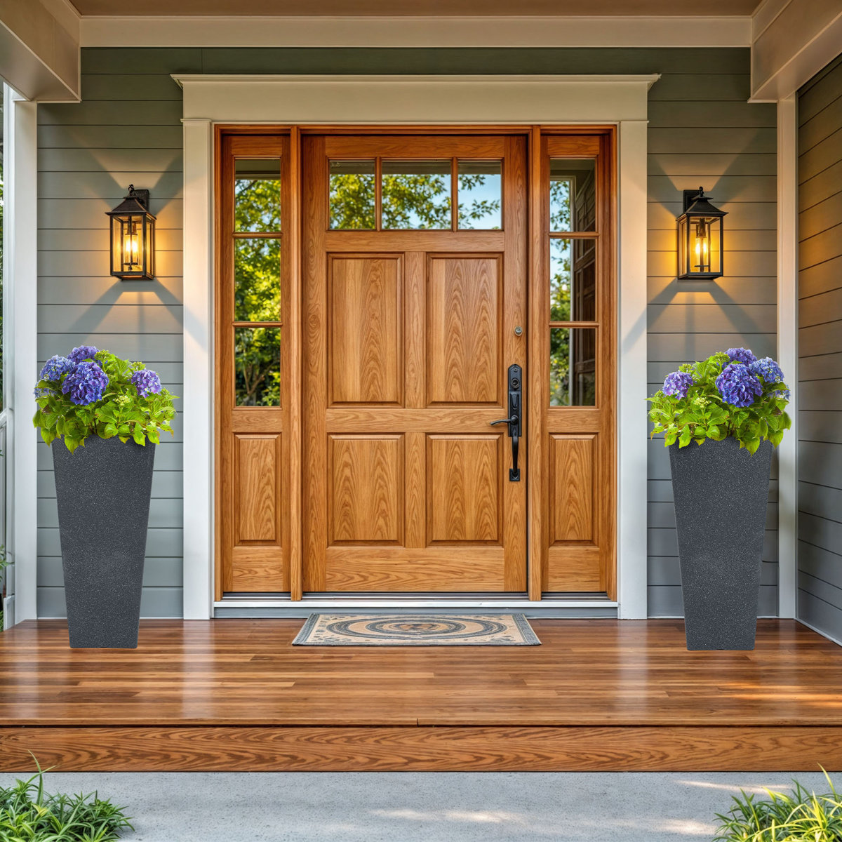 Ebern Designs 28" Weather-Resistant Tall Planter Box Modern Minimalist Large Flower Pot Planters ...